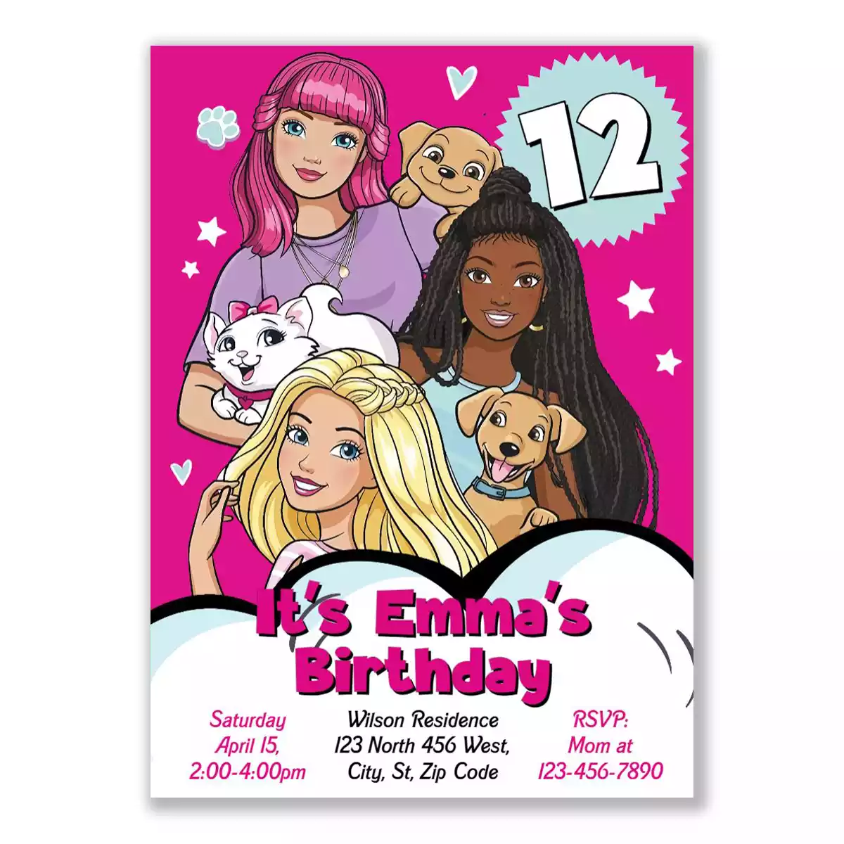 Barbie Birthday Invitation 4 - Print Cards